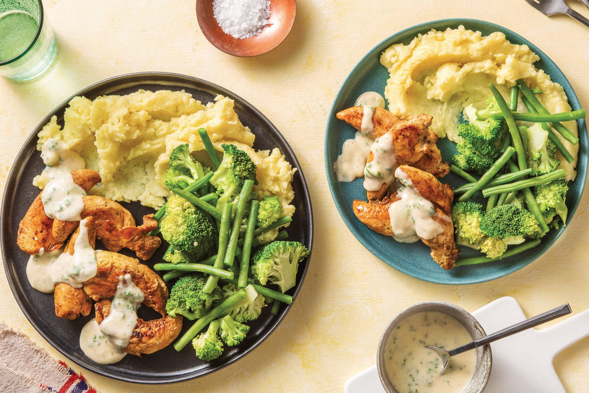 Chicken Tenderloins & Cheesy Garlic Sauce Recipe | HelloFresh