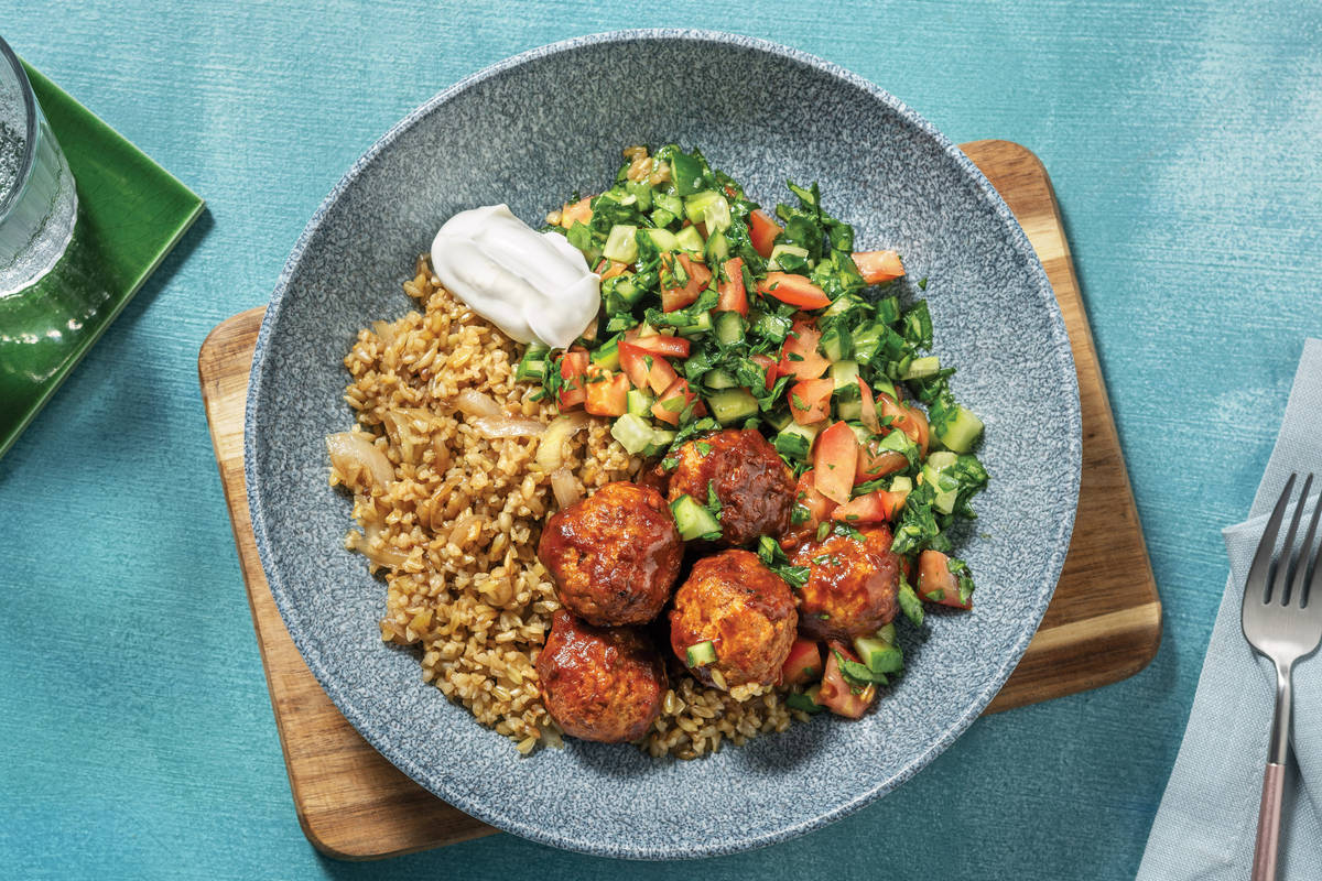 Chipotle Pork Meatballs & Cucumber Salsa Recipe | HelloFresh