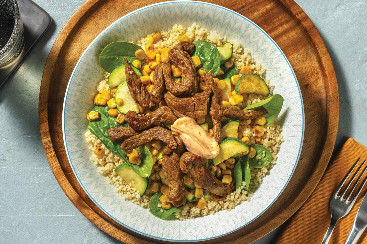 Creole Beef & Spinach Couscous Recipe | HelloFresh