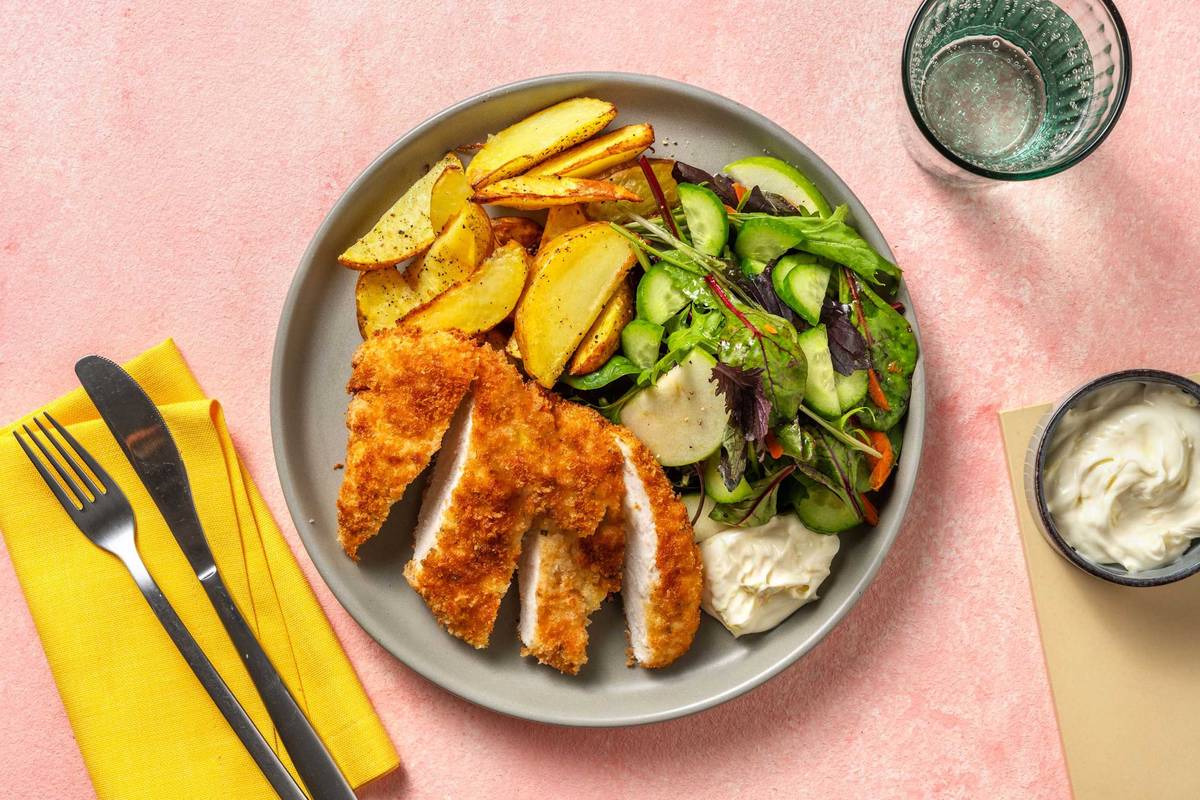Crumbed Chicken & Potato Wedges Recipe | HelloFresh