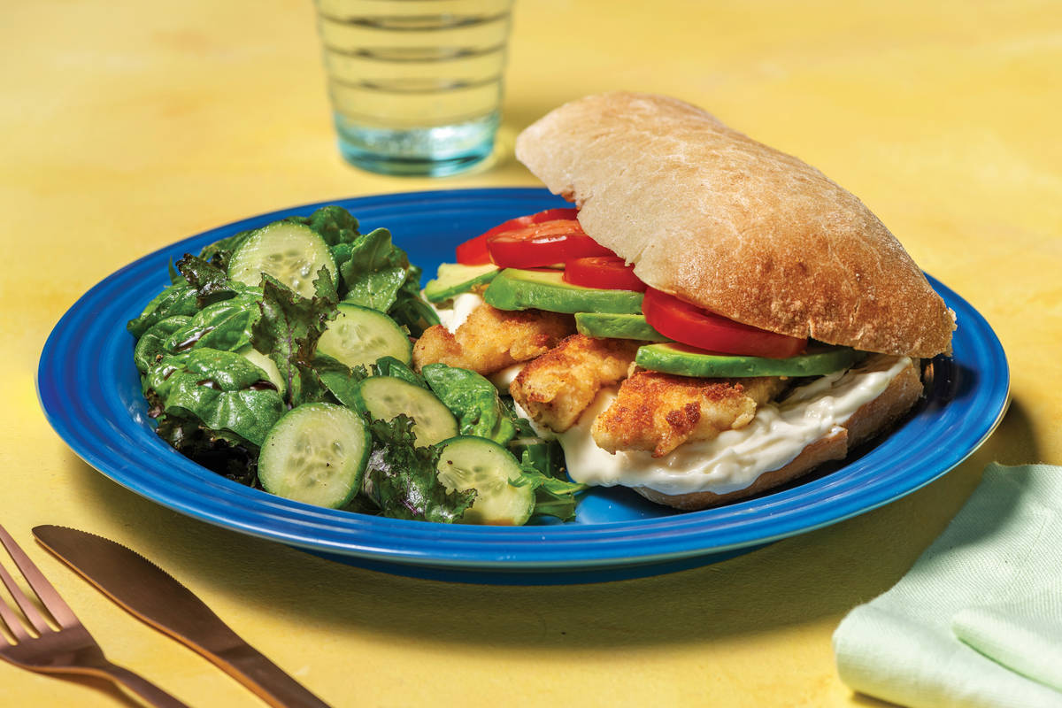 Crumbed Chicken & Truffle Mayo Sub with Cucumber Salad Recipe | HelloFresh