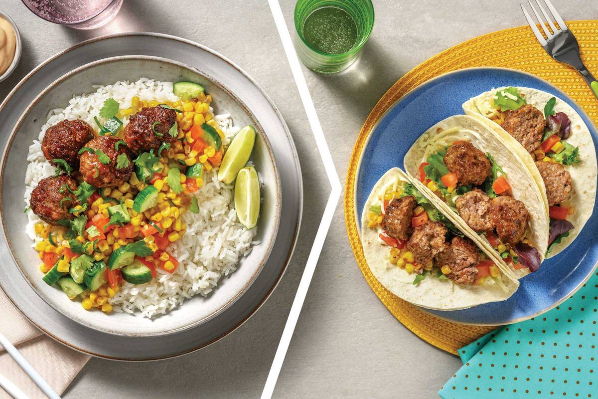 Dinner - BBQ & Chipotle Meatballs with Garlic Rice Recipe | HelloFresh