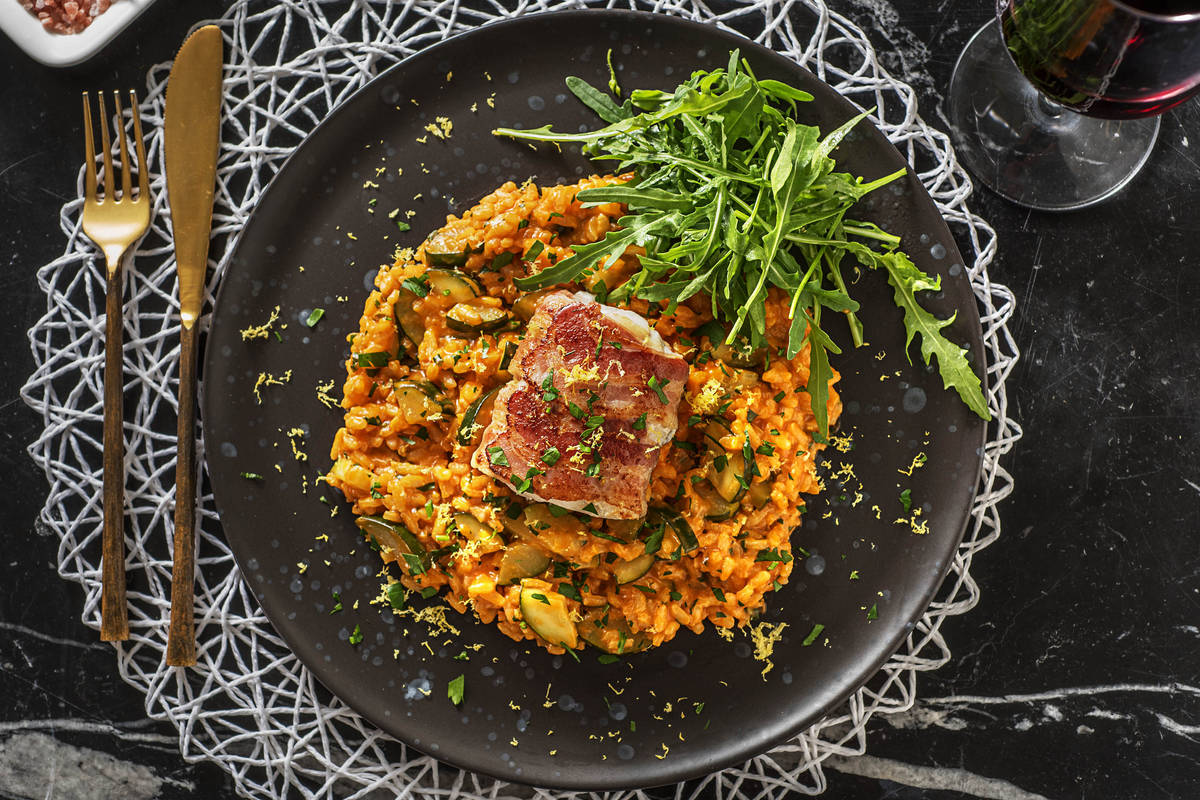 Bacon Wrapped Fish Risotto Recipe | HelloFresh