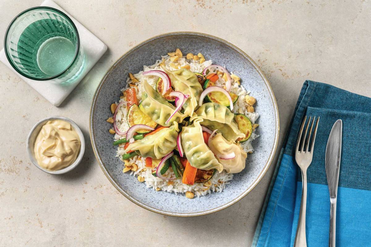 Veggie Gyoza & Peanut Rice Recipe | HelloFresh