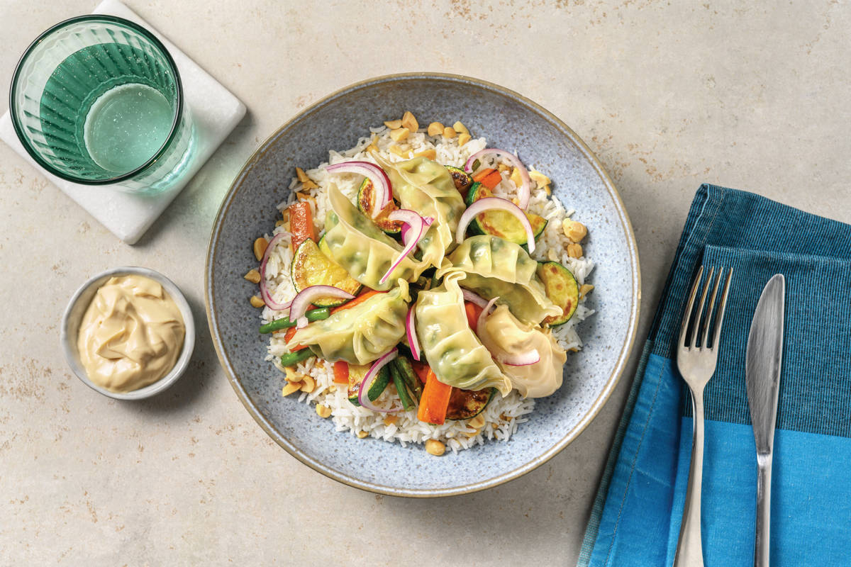 Veggie Gyoza & Peanut Rice Recipe | HelloFresh