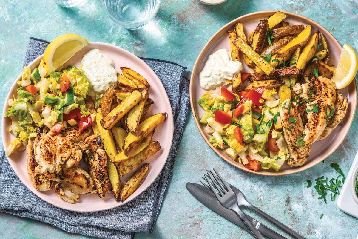 Greek Style Chicken & Lemon Pepper Fries Recipe | HelloFresh