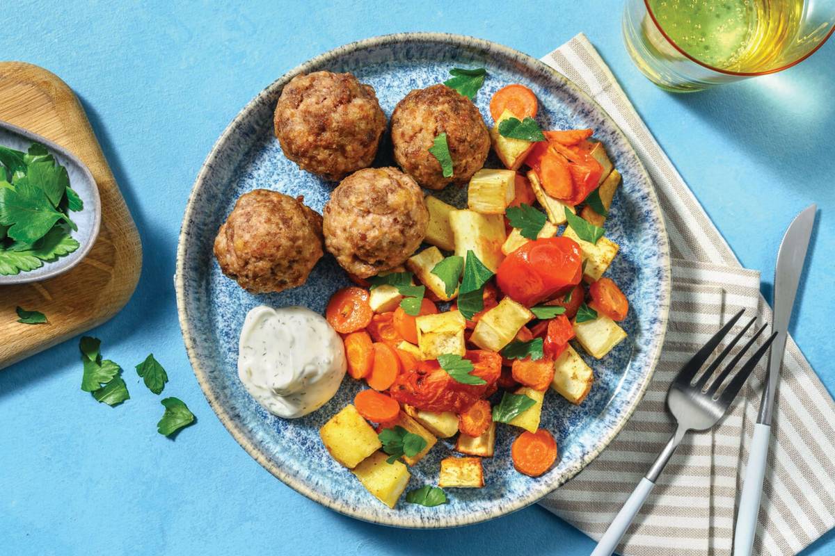 Beef & Pork Meatball Traybake Recipe | HelloFresh