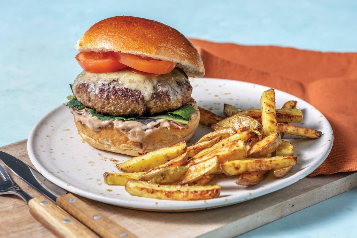Homemade Cheesy Double Beef Burger Recipe | HelloFresh