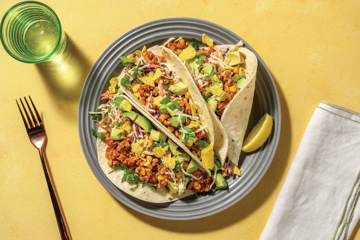 Peri Peri Pork Tacos with Creamy Slaw & Avocado Recipe | HelloFresh