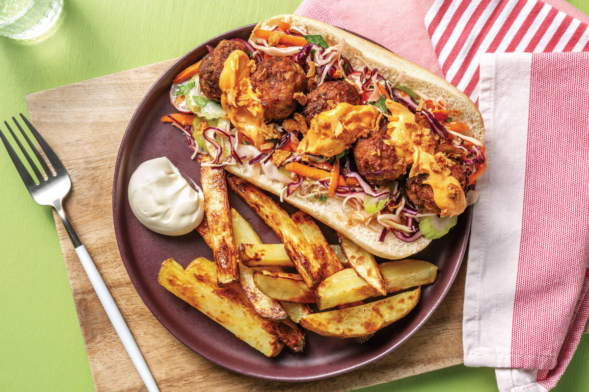 Pork Meatball 'Banh Mi' & Sriracha Mayo Recipe | HelloFresh