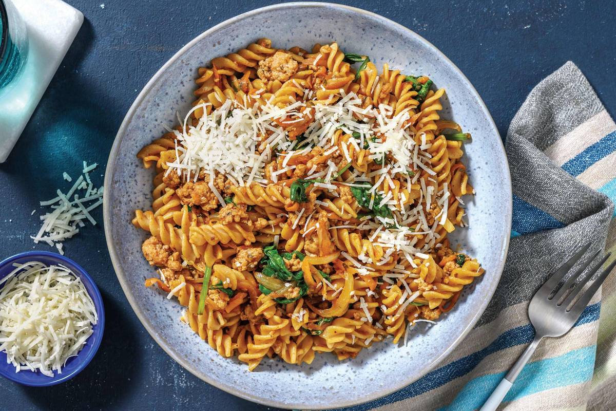 Pork & Red Wine Jus Wholemeal Fusilli Recipe | HelloFresh