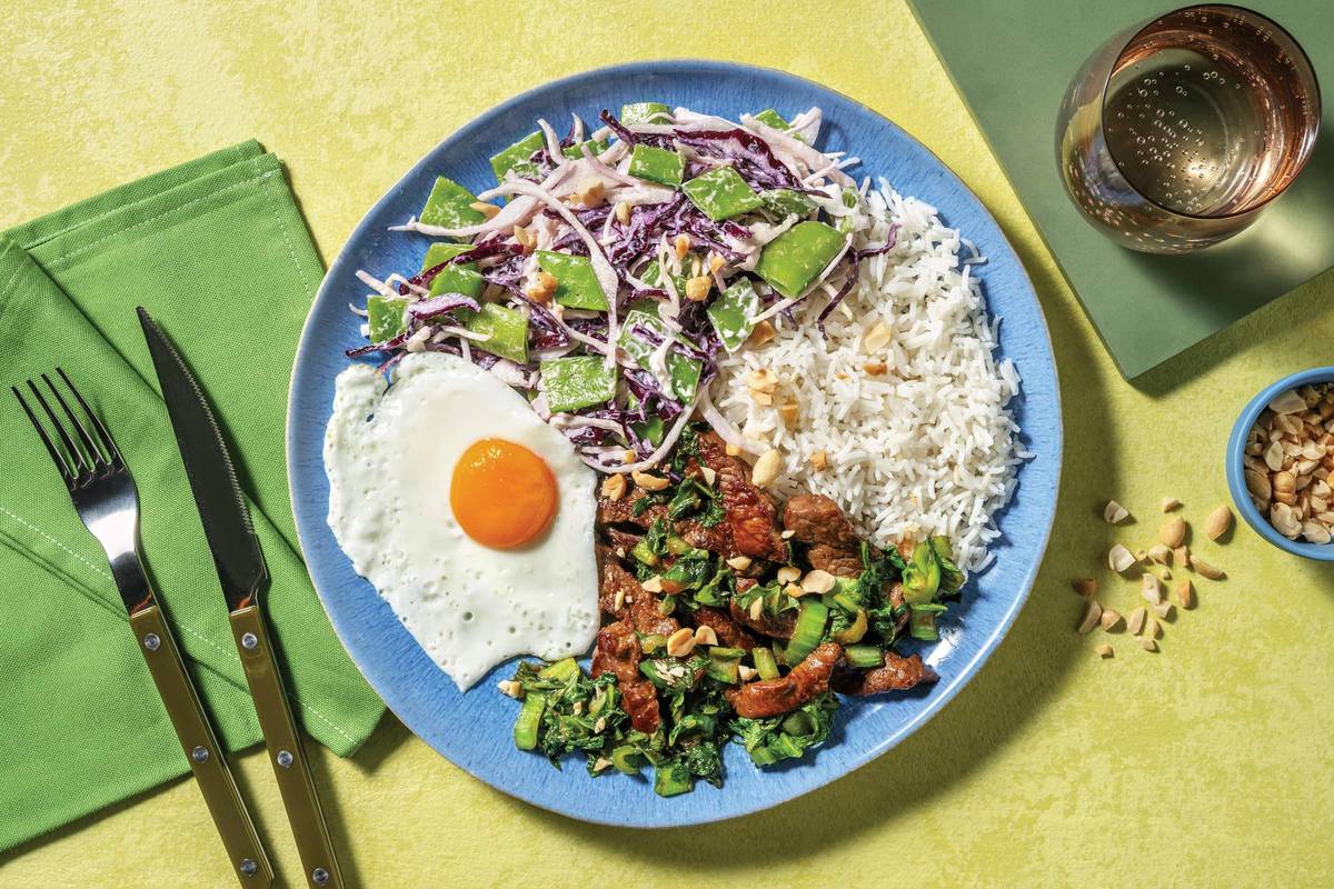 Soy-Ginger Beef & Pea Pod Slaw Recipe | HelloFresh
