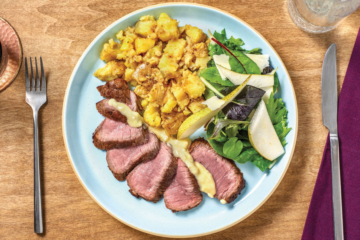 Seared Steak & Mustard Crushed Potatoes Recipe | HelloFresh
