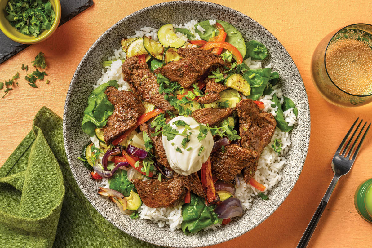 Smokey American Beef Bowl & Garlic Rice Recipe | HelloFresh