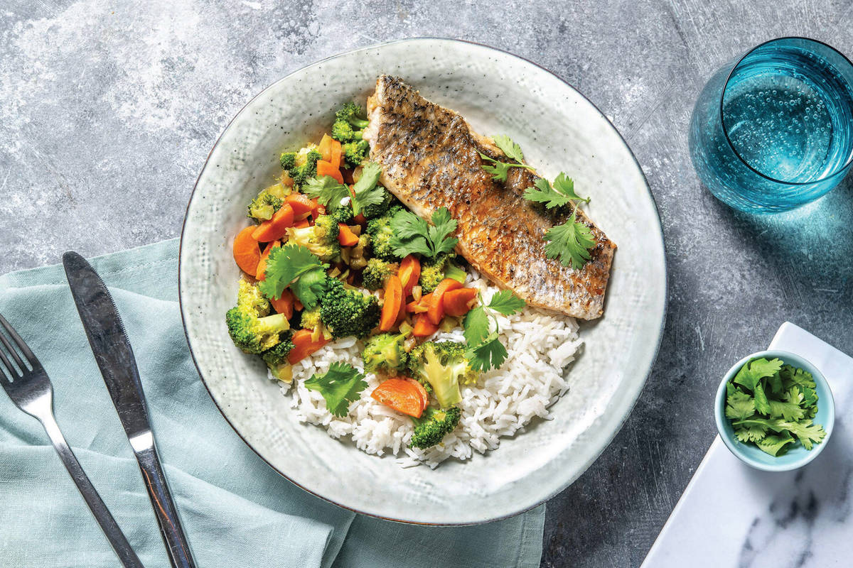 Soy-Ginger Barramundi & Garlic Rice Recipe | HelloFresh