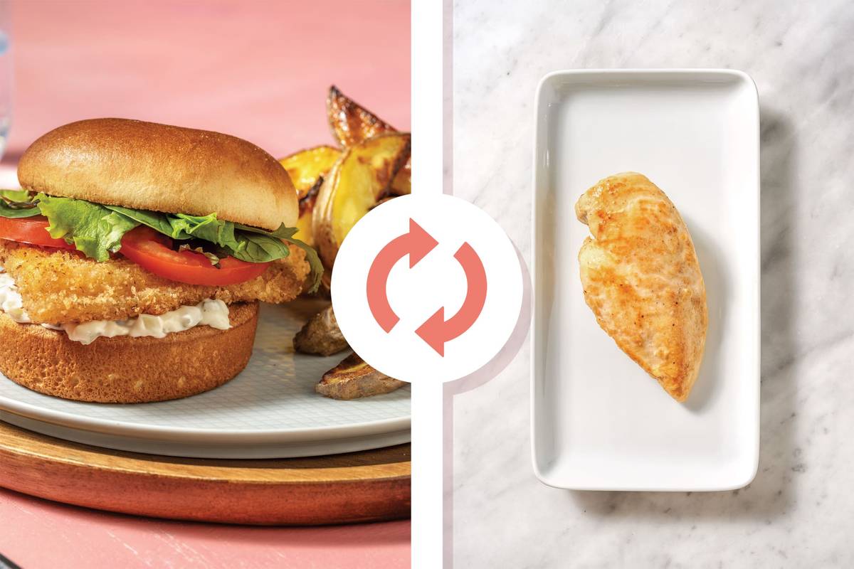 Spiced Crumbed Chicken Burger & Wedges Recipe | HelloFresh