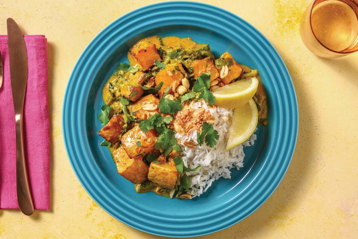 NZ Yellow Thai Pumpkin Curry with Rice & Peanuts Recipe | HelloFresh
