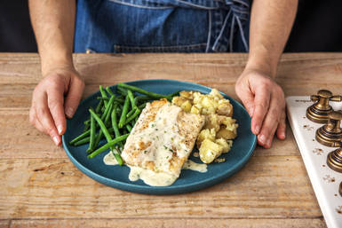 Cod with New Potatoes & Sauce Recipe | HelloFresh