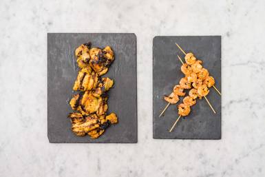 Poudre de Colombo Spiced Chicken Thighs and Prawn Skewers Recipe ...