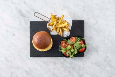 Super Cheesy Beef Burger and Chips Recipe | HelloFresh