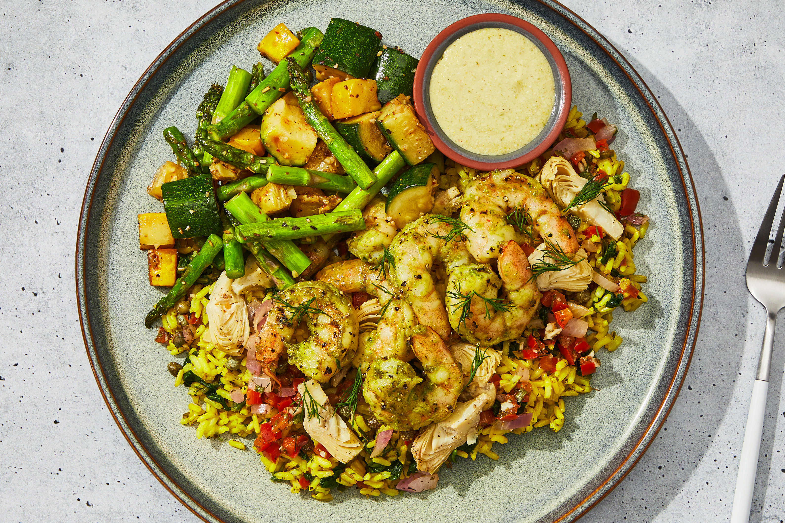Red Pepper & Artichoke Shrimp Bowl Recipe | HelloFresh