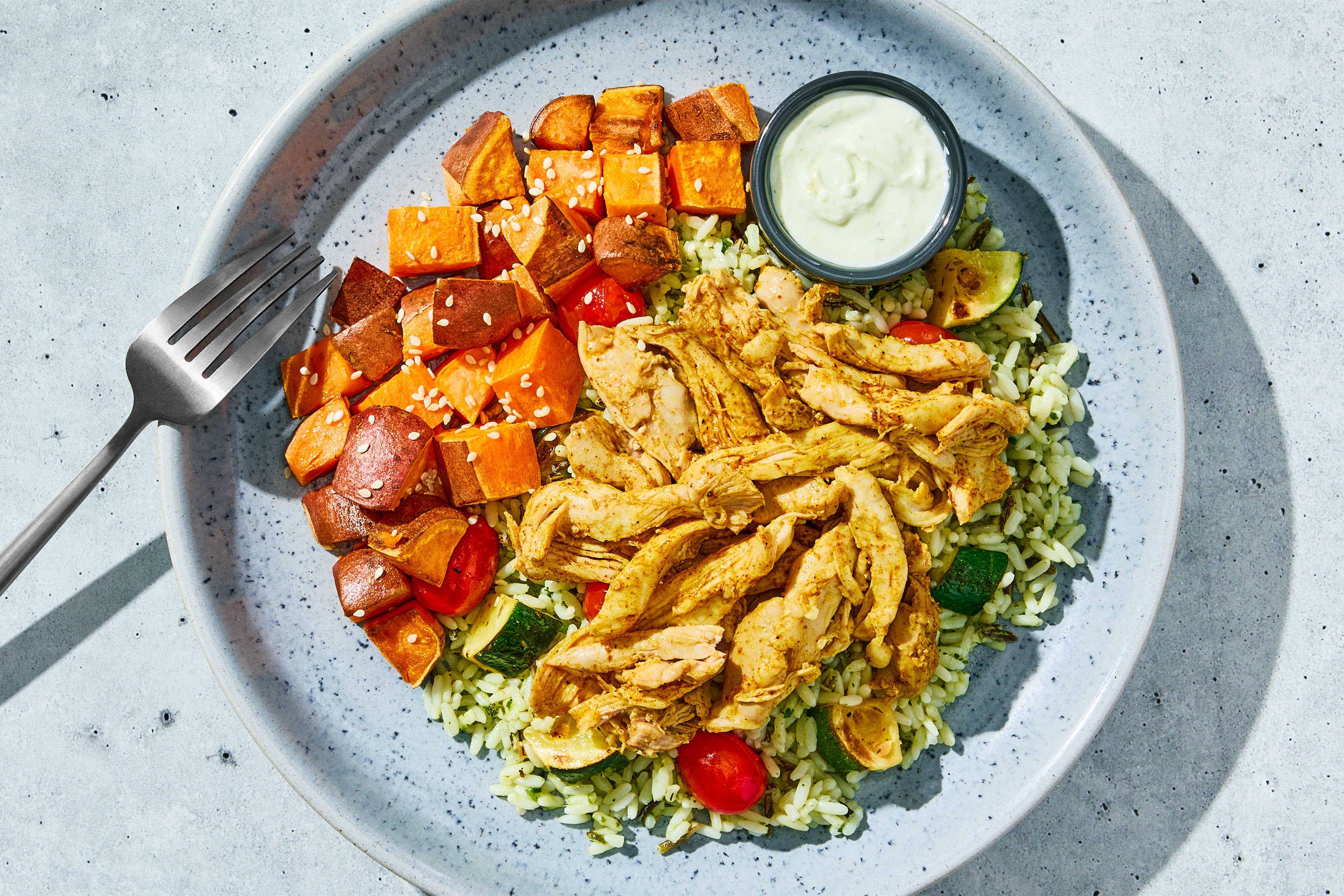 Harissa Chicken Thigh Bowl Recipe | HelloFresh