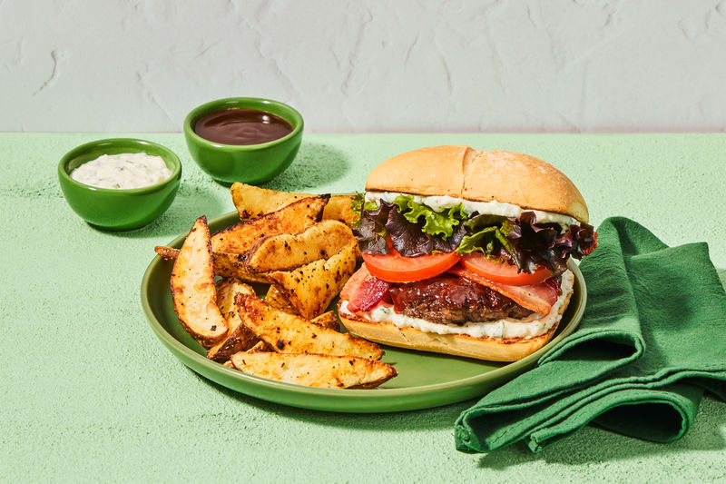 Stacked BBQ BLT Beef Burgers Recipe | HelloFresh