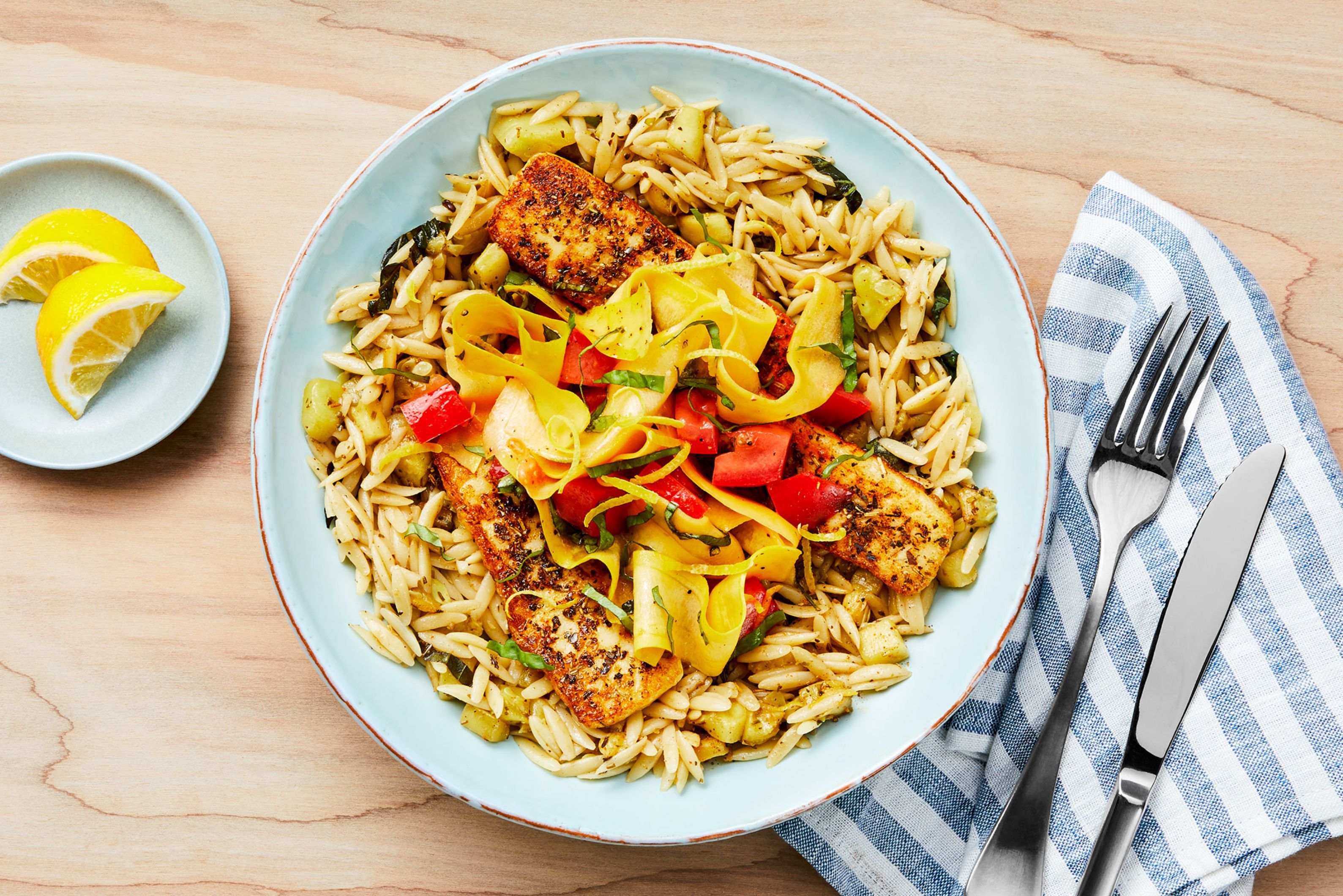 Grilling Cheese over Lemony Orzo Recipe | HelloFresh