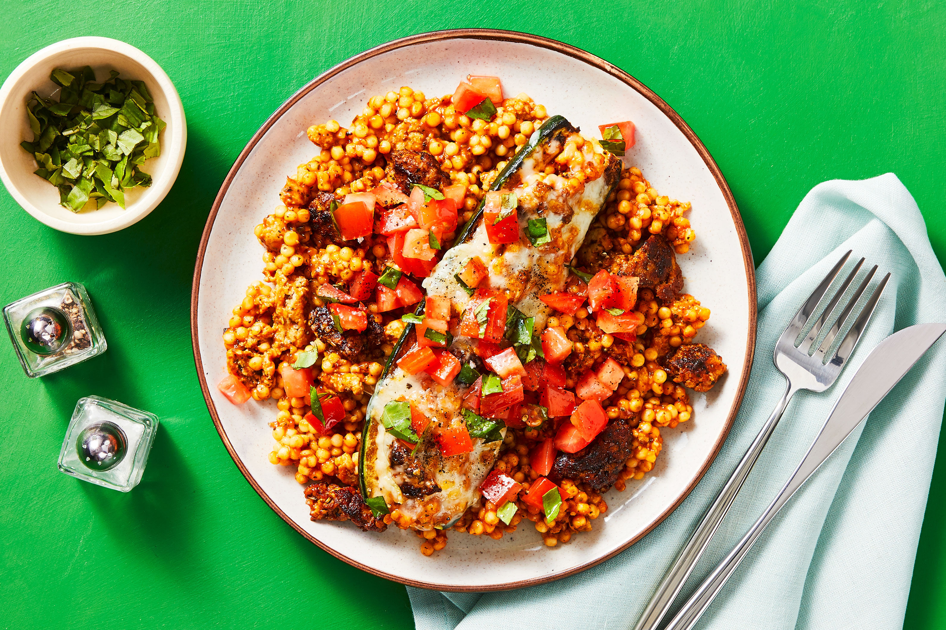 Chicken Sausage-Stuffed Zucchini Boats Recipe | HelloFresh