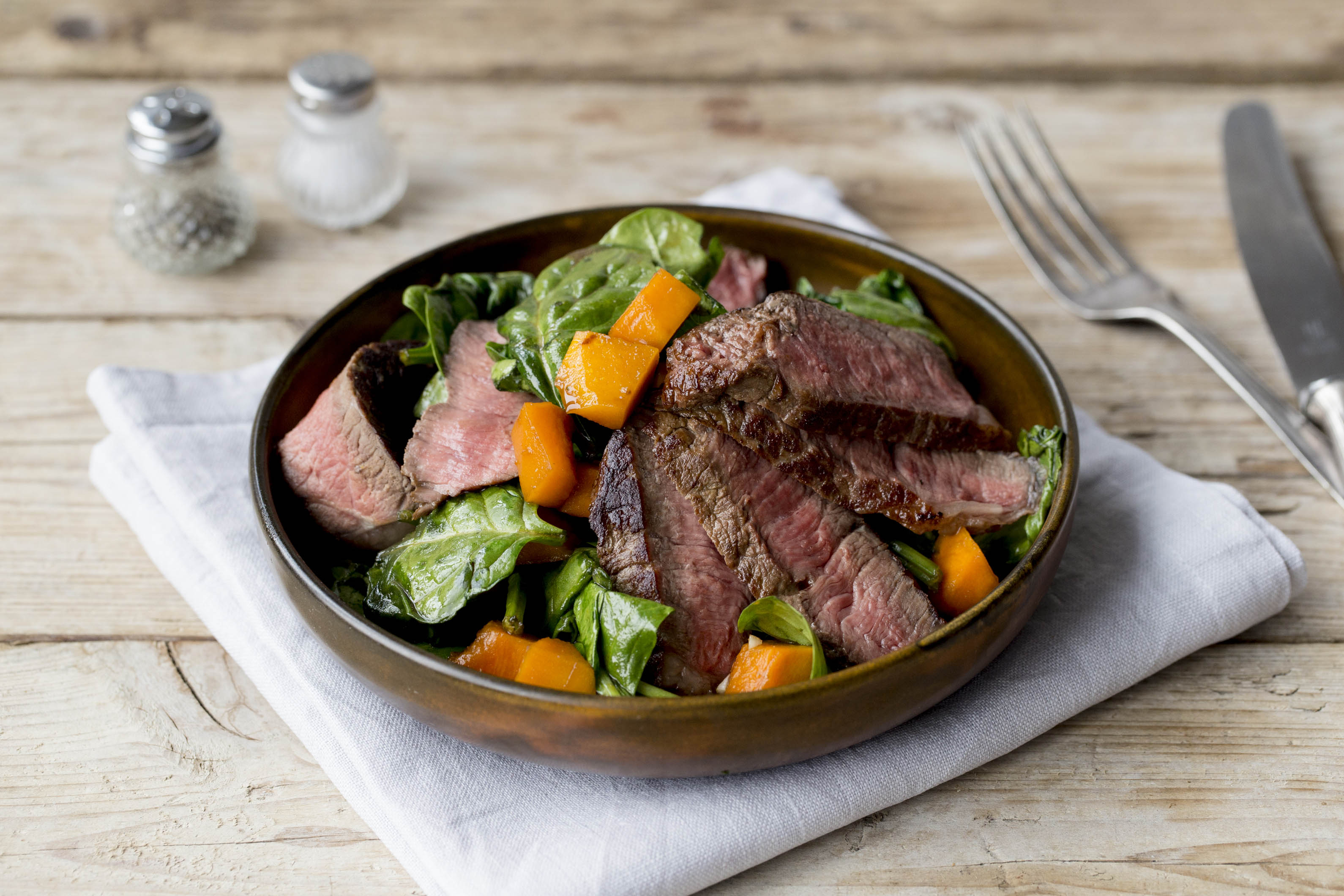 Hearty Steak with Pumpkin & Spinach Salad Recipe | HelloFresh