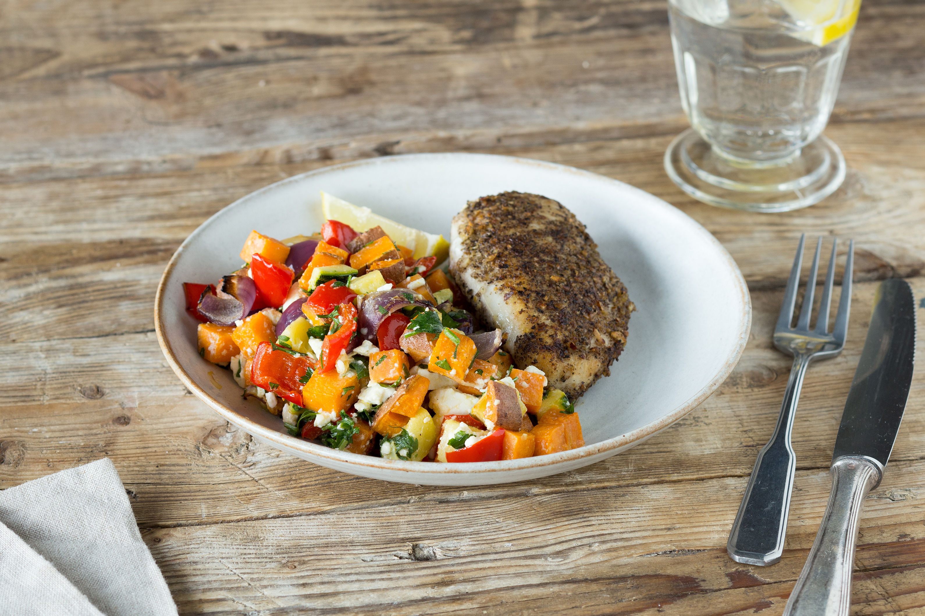 Dukkah Chicken with Roast Vegetables Recipe | HelloFresh