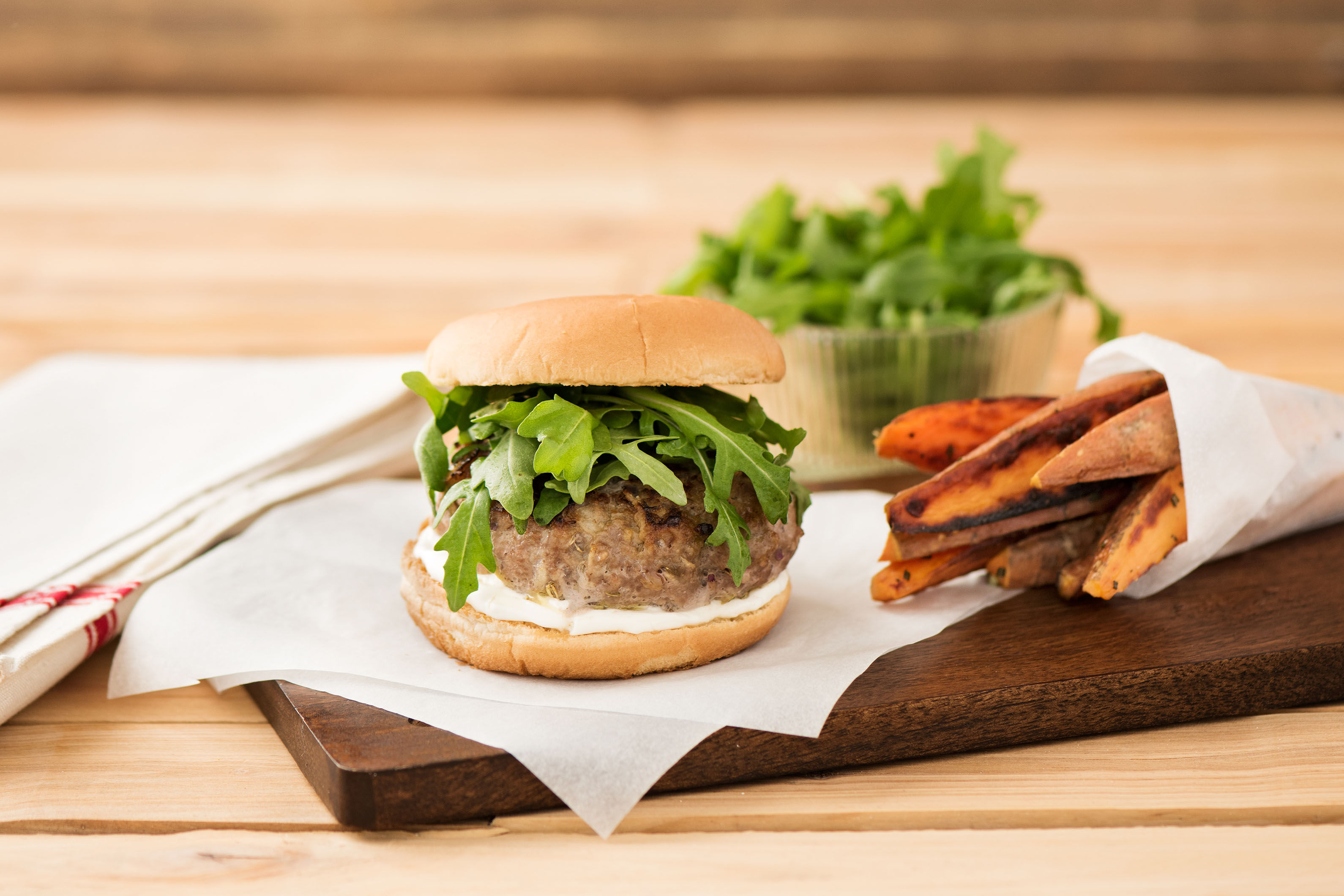 Family Pork & Apple Burgers with Sweet Potato Fries Recipe | HelloFresh