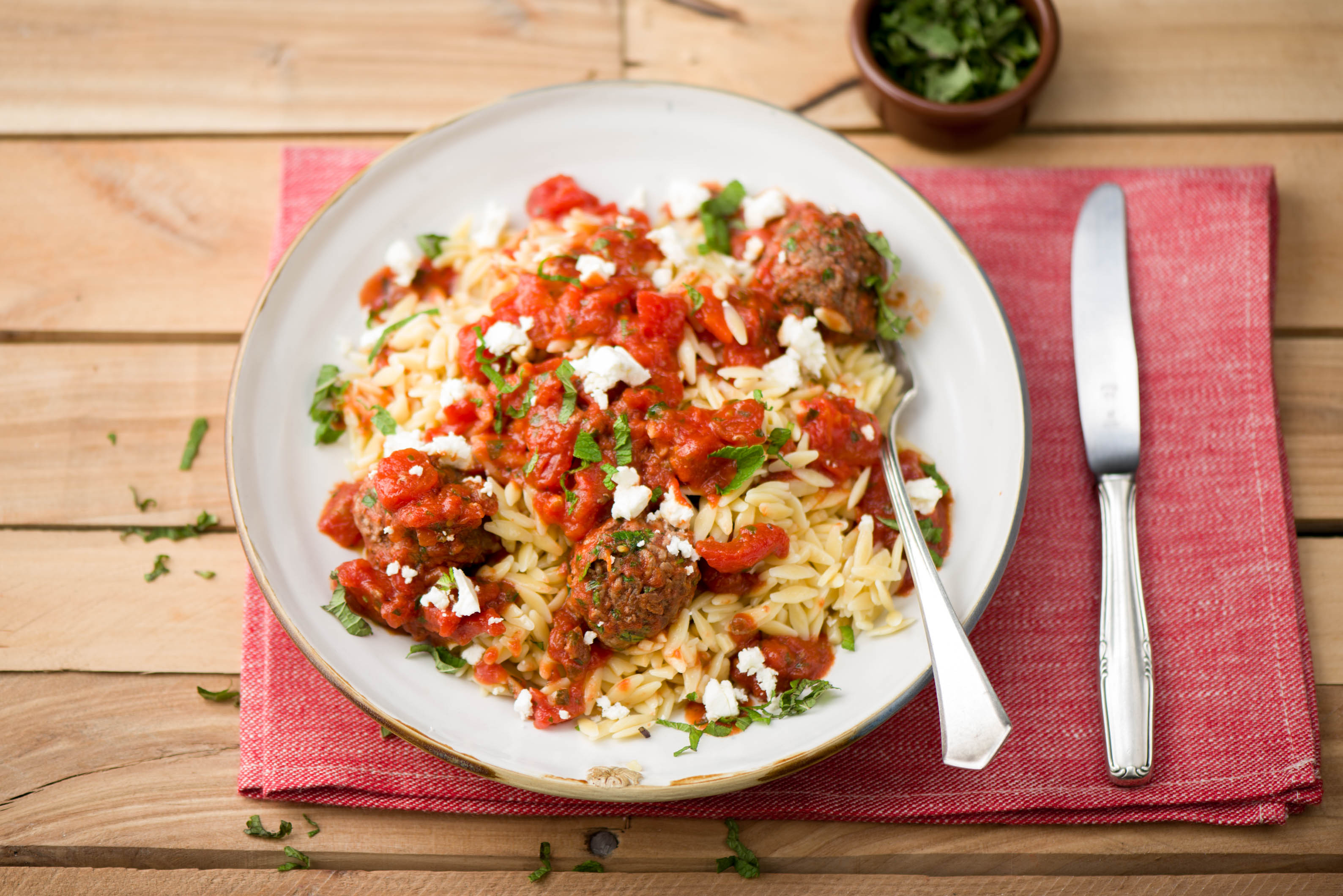 Family Fetta & Lamb Meatballs with Risoni Recipe | HelloFresh