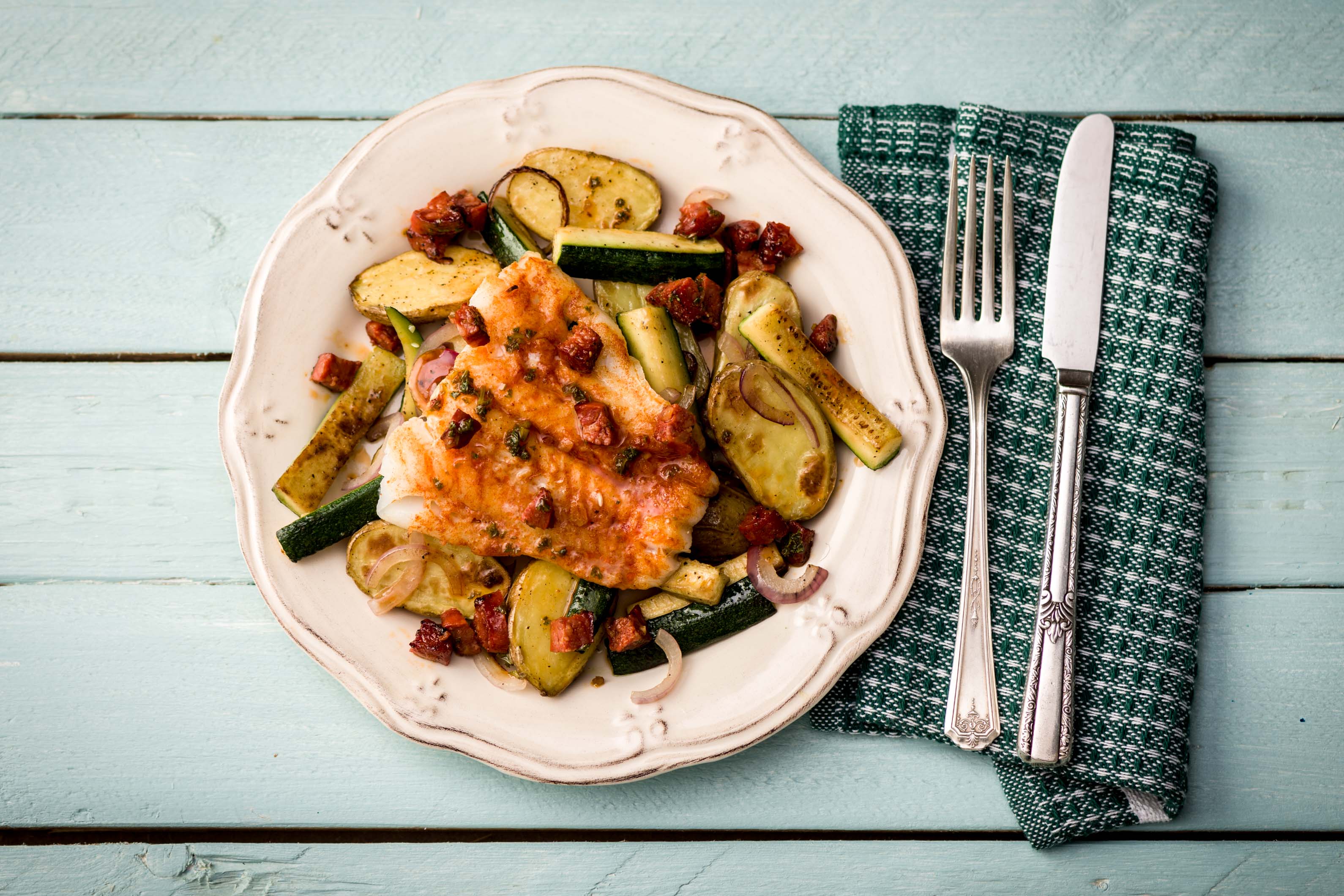 Smokey Cod and Roasted New Potatoes Recipe | HelloFresh