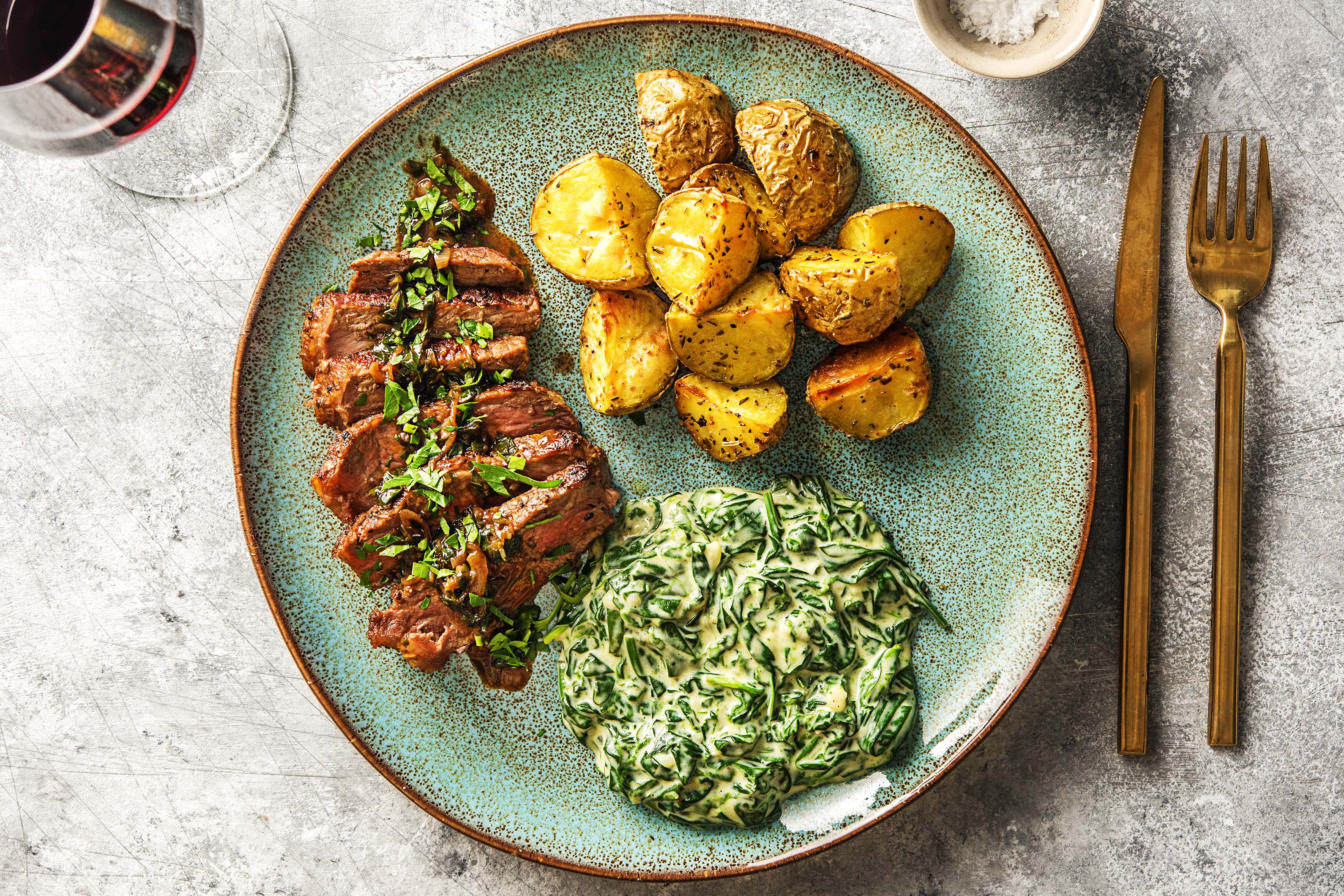 Balsamic Steak with Creamed Spinach Recipe | HelloFresh