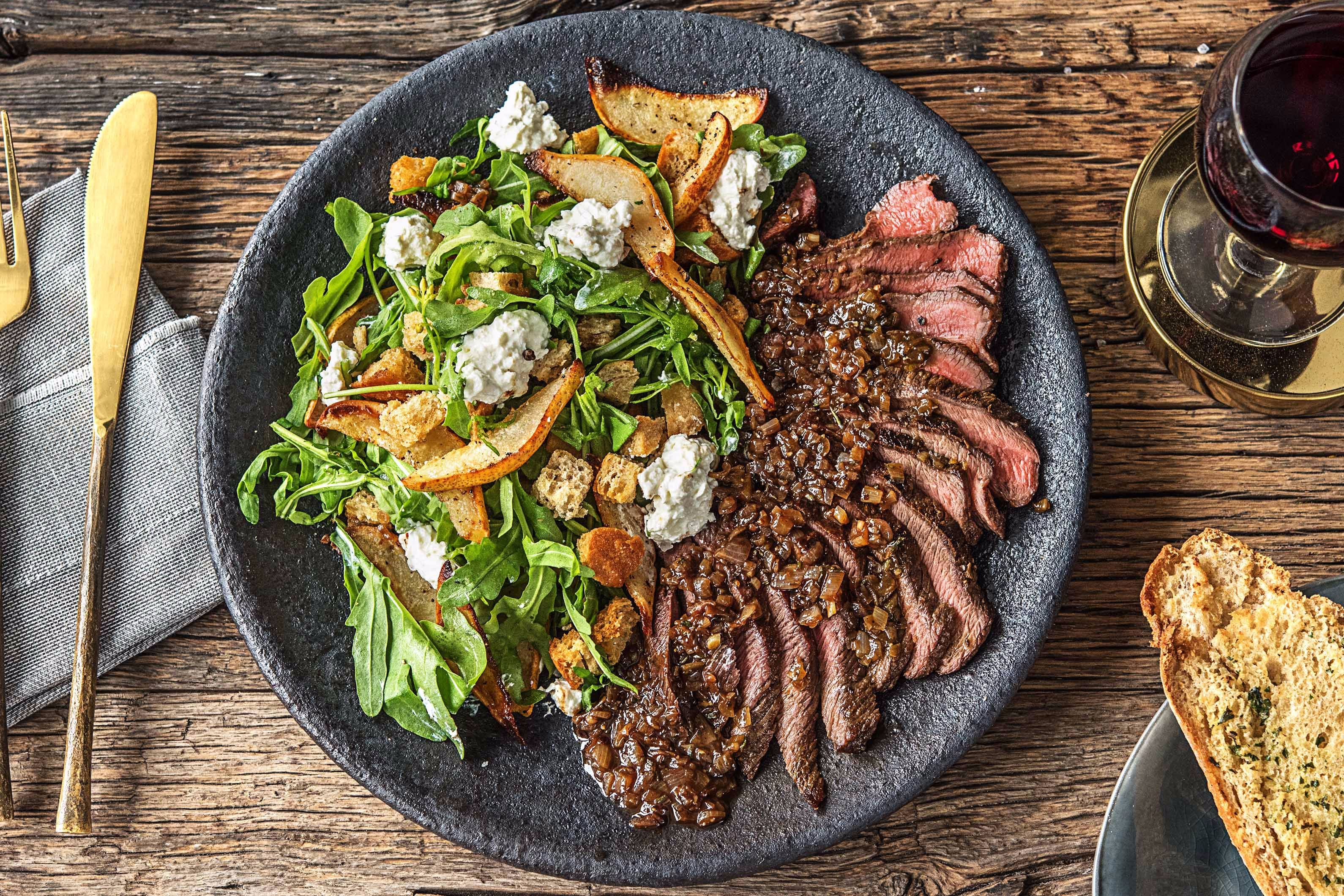 Strip Steaks with Pear Salad Recipe | HelloFresh