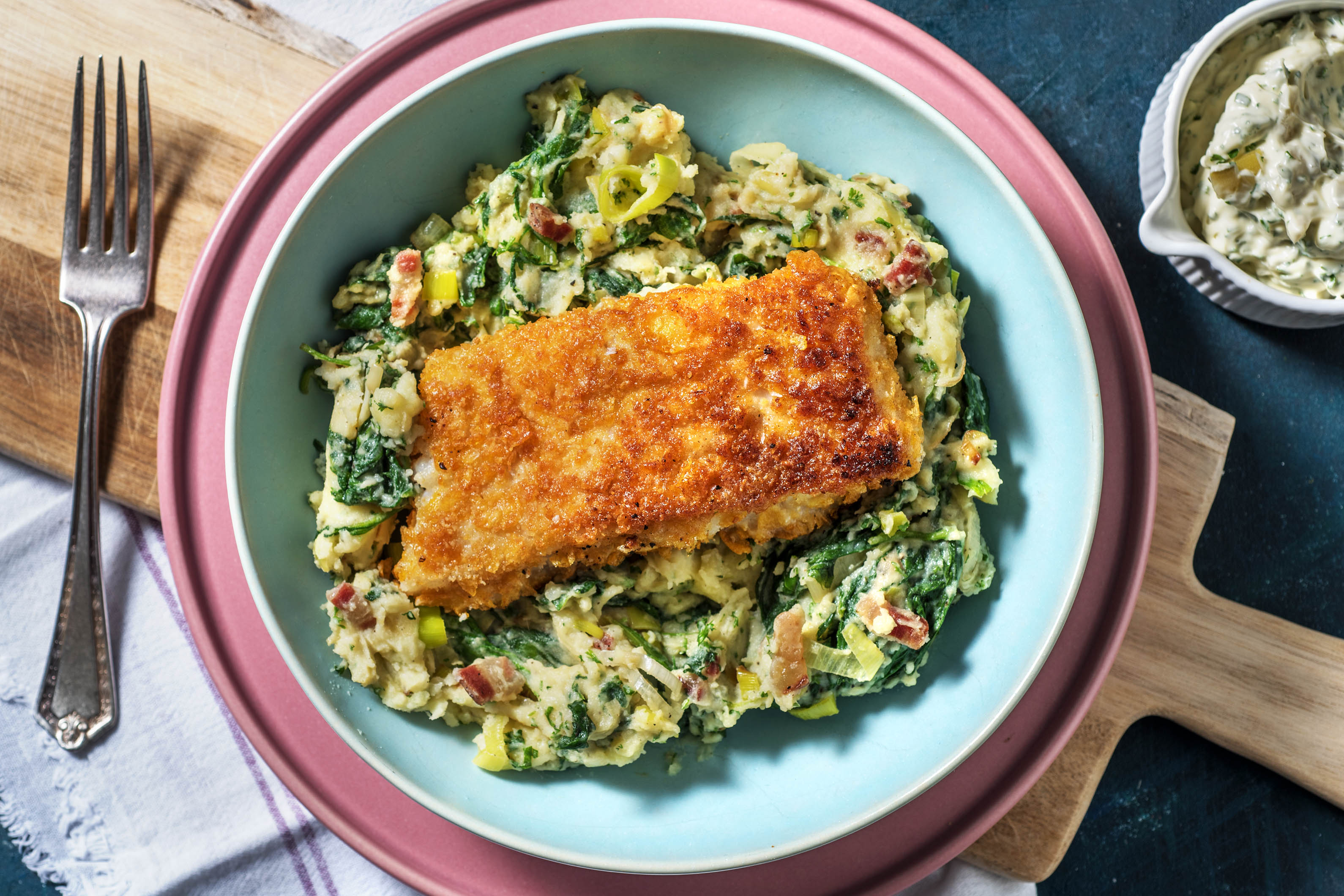 Filet de merlu pané et sauce ravigote Recette | HelloFresh