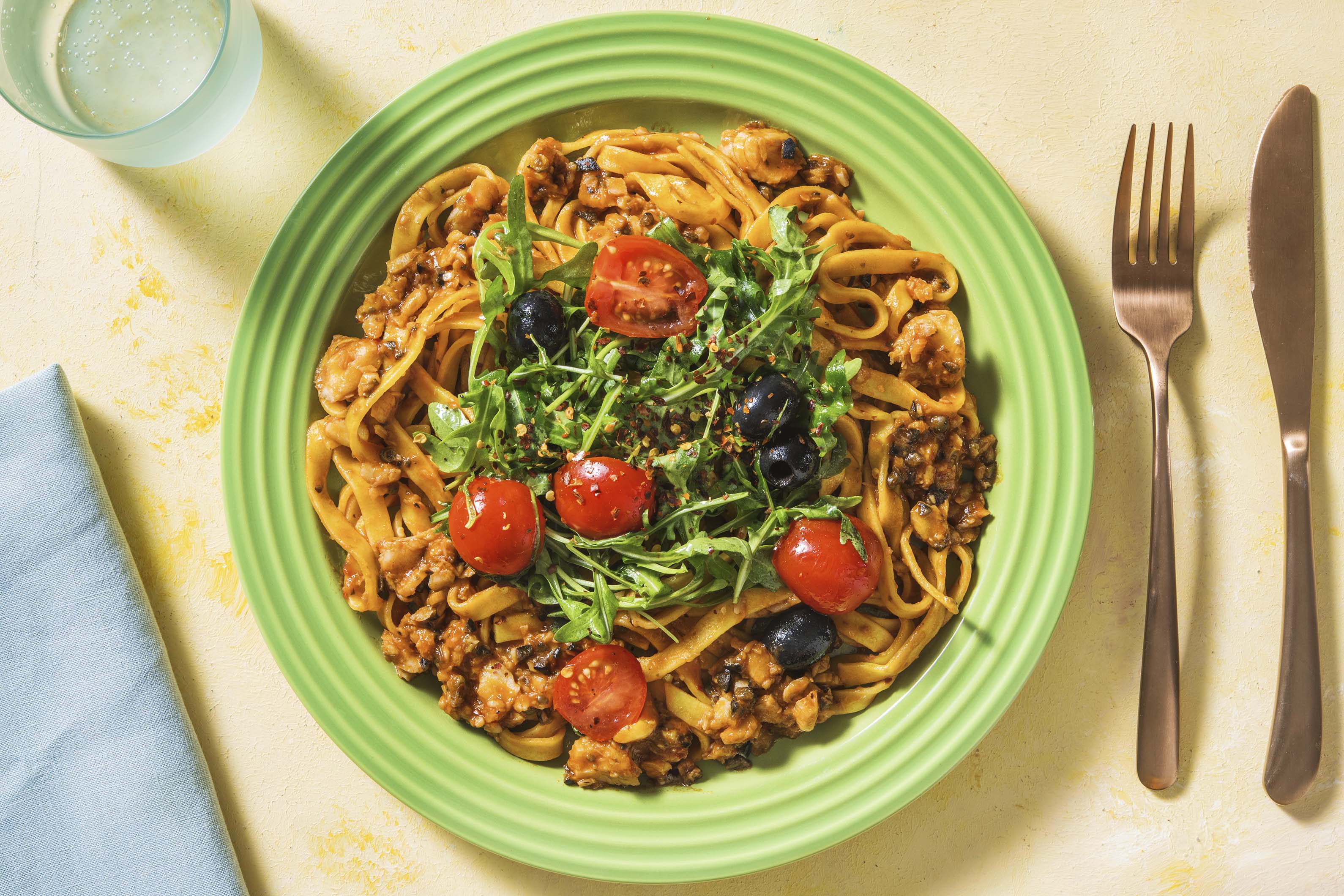 Chilli Garlic Tagliatelle with Olives Recipe | HelloFresh