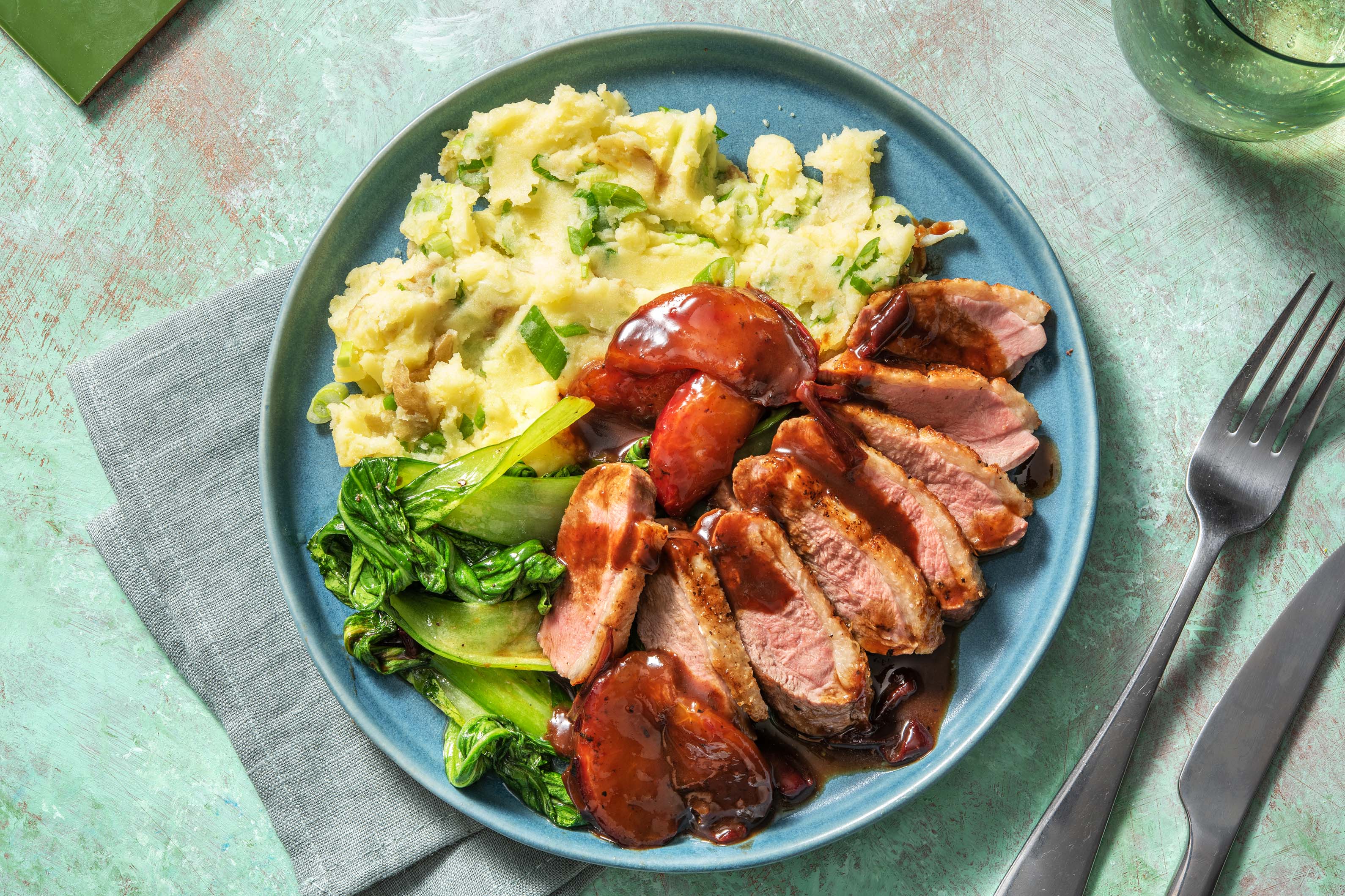 Duck with Greens, Potatoes and Plum Sauce Recipe | HelloFresh