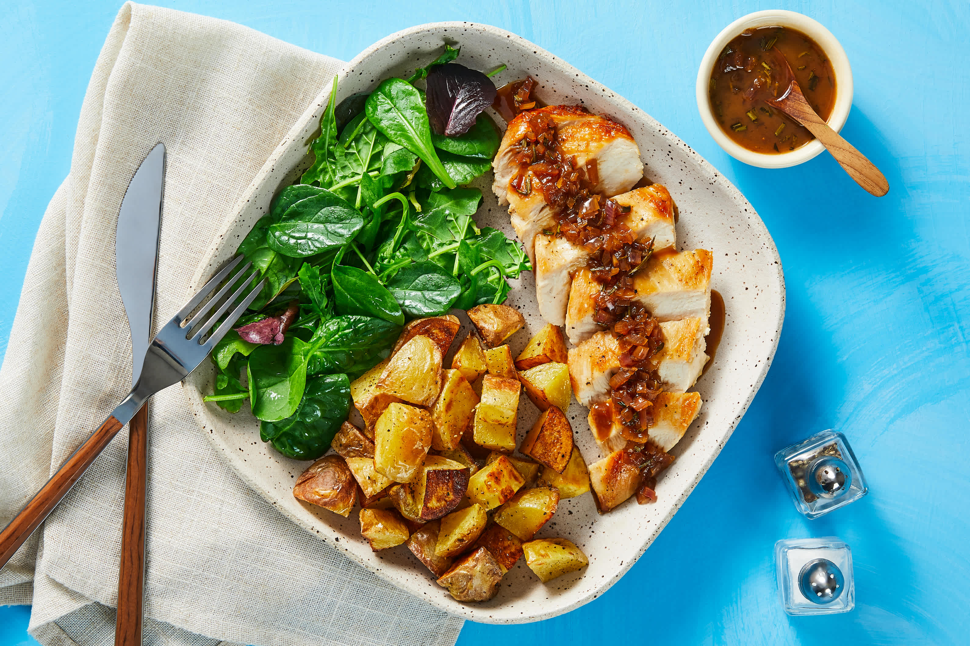 [SIDE CARB SWAP YUKON POTATOES TO BROCCOLI] Seared Chicken Cutlet with ...