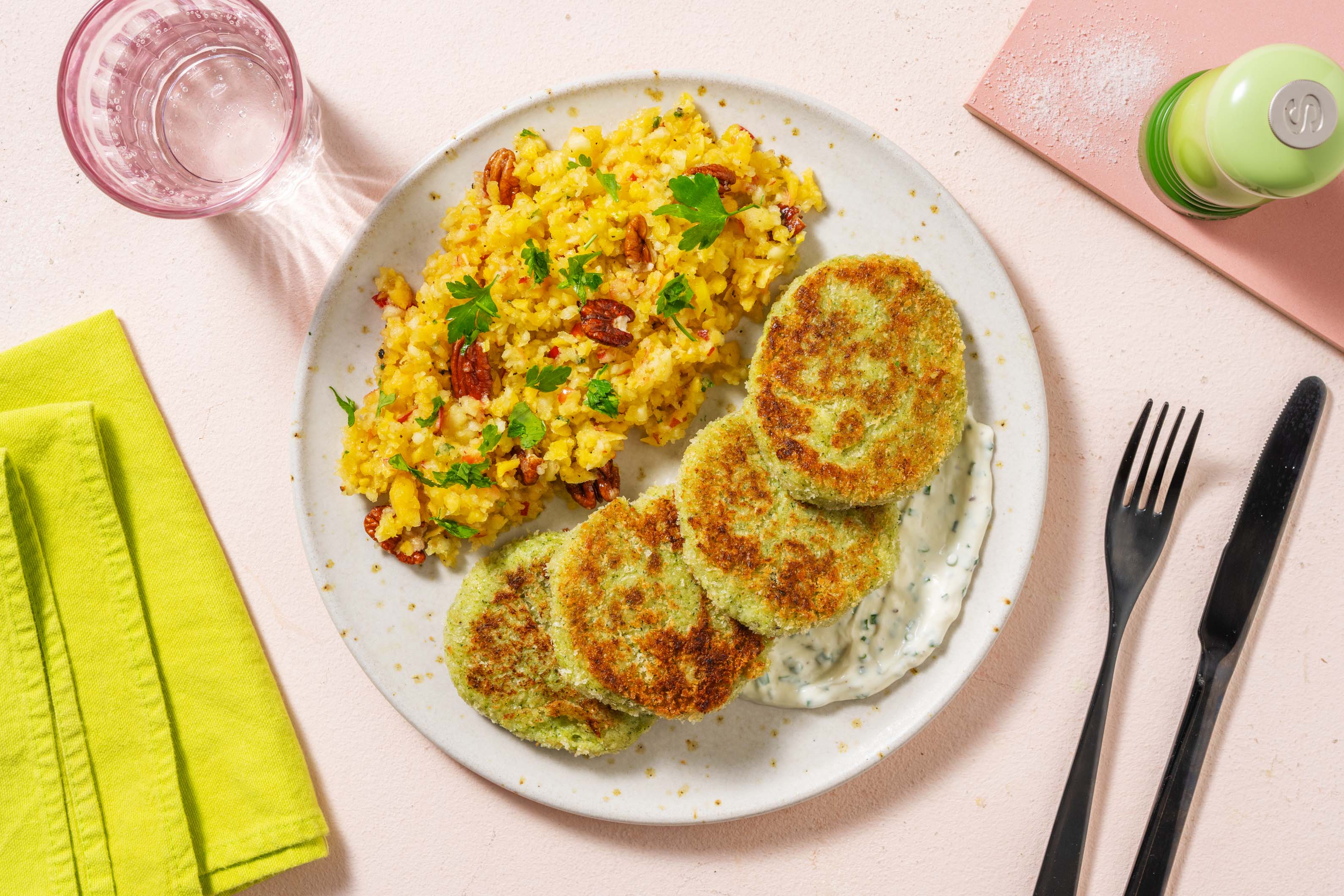Gemüseplätzchen mit Apfel-Karotten-Salat Rezept | HelloFresh