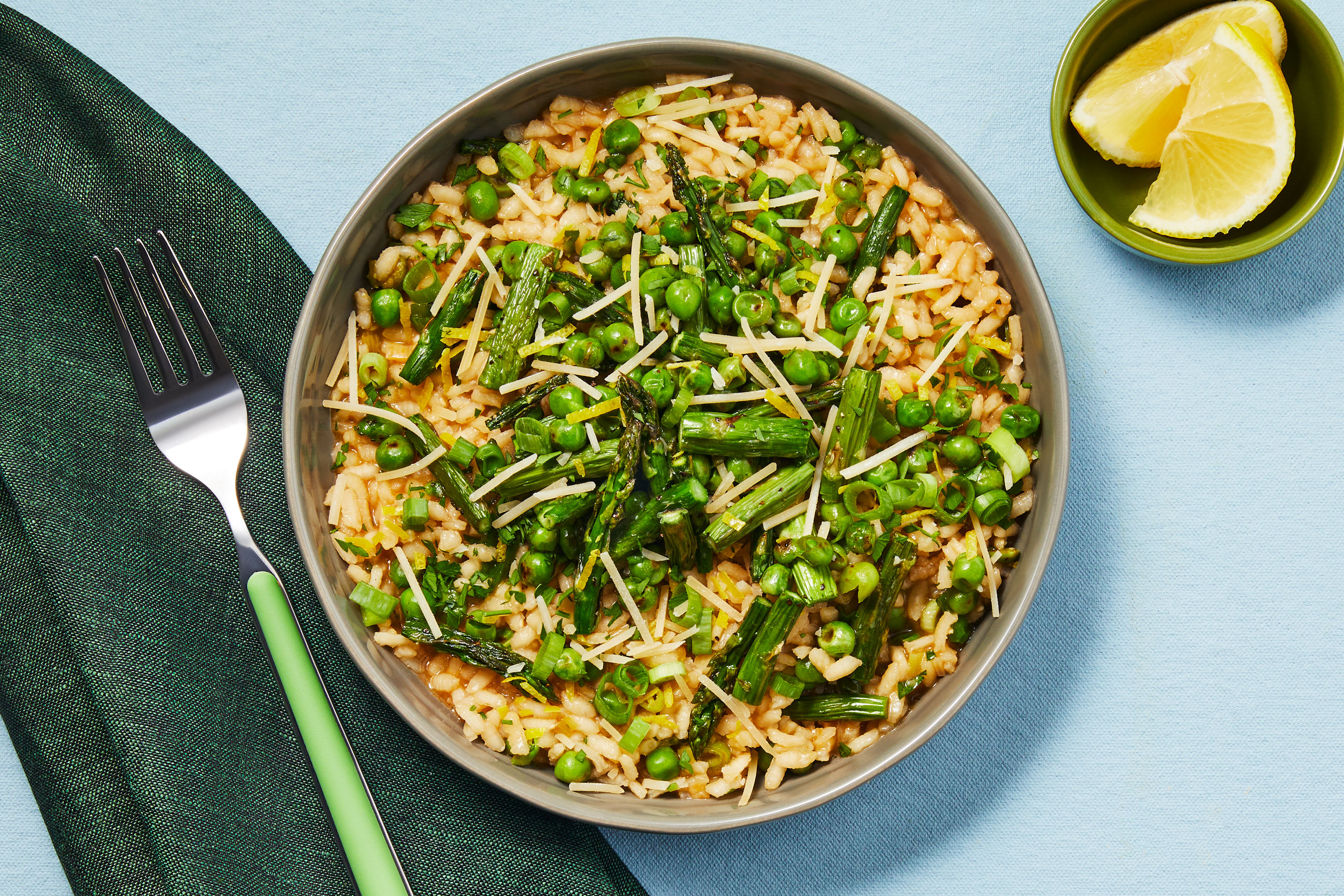 Salmon & Lemony Charred Pea Risotto Recipe | HelloFresh