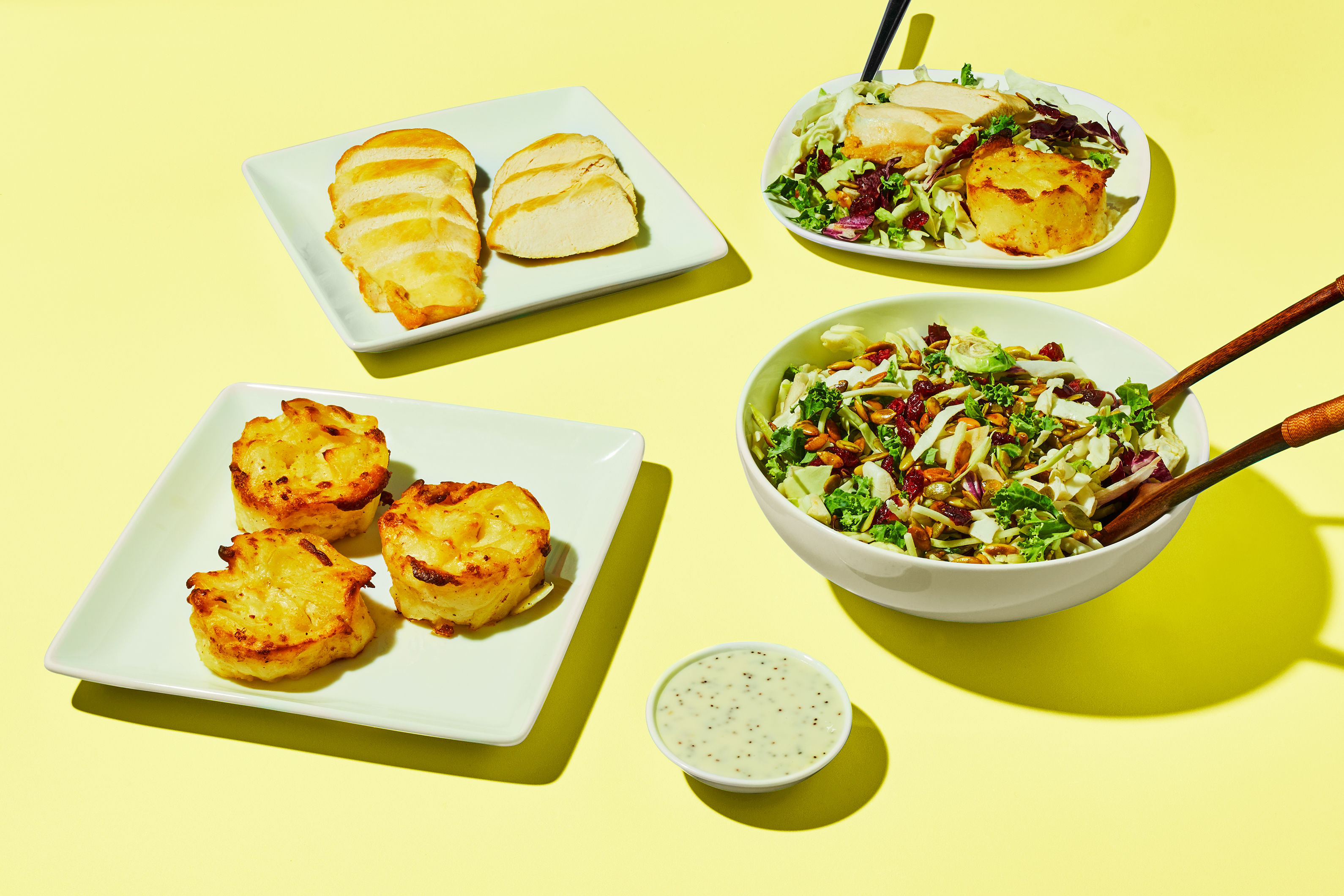 Sweet Kale Salad with Fully Cooked Chicken + Potatoes Au Gratin Recipe ...