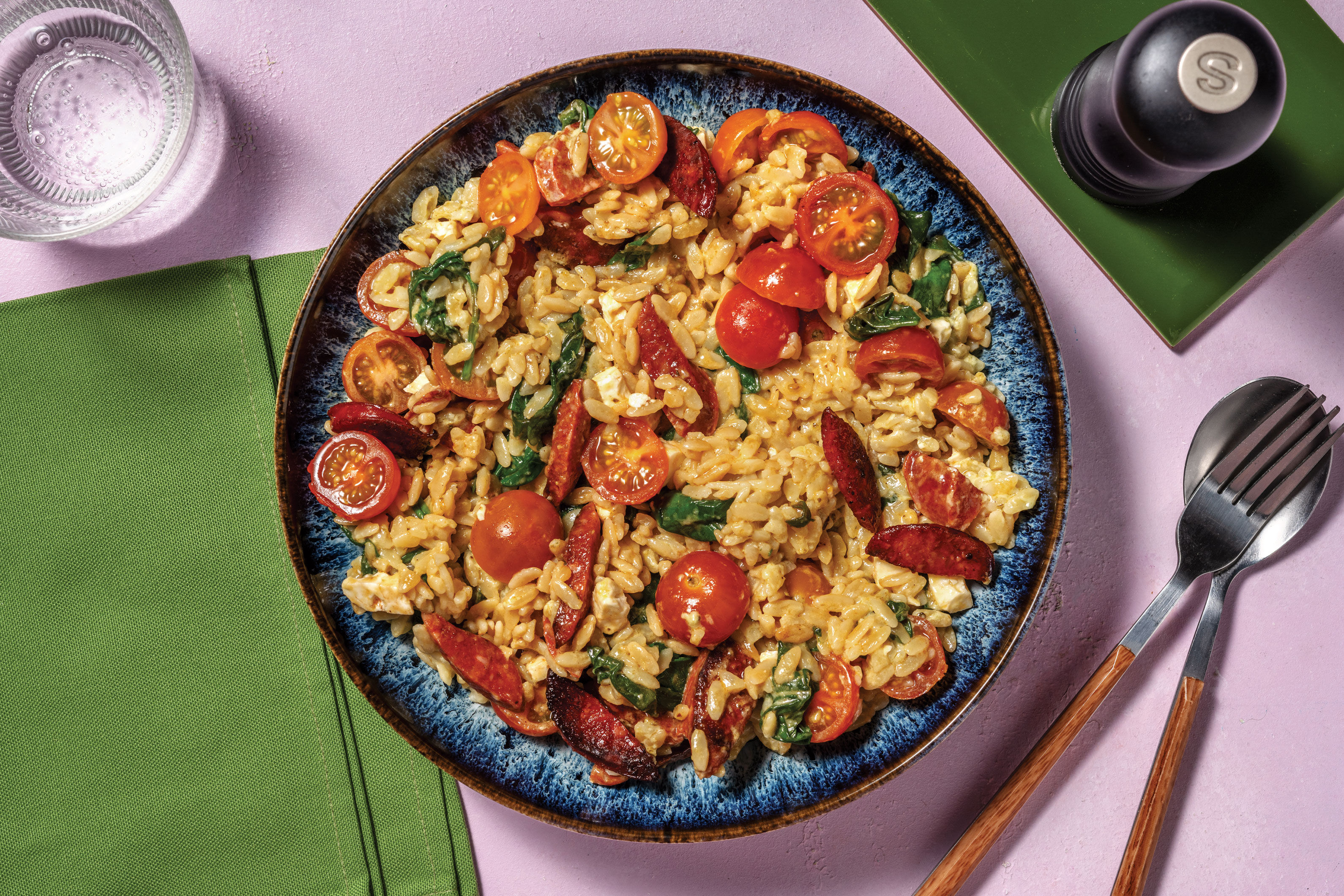 Chorizo, Fetta & Creamy Pesto Risoni Recipe | HelloFresh