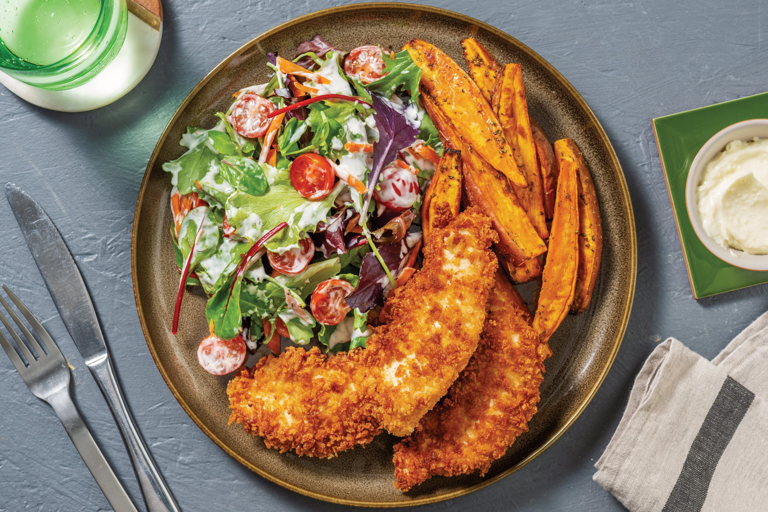 Crumbed Chicken Dippers & Rosemary Wedges Recipe | HelloFresh