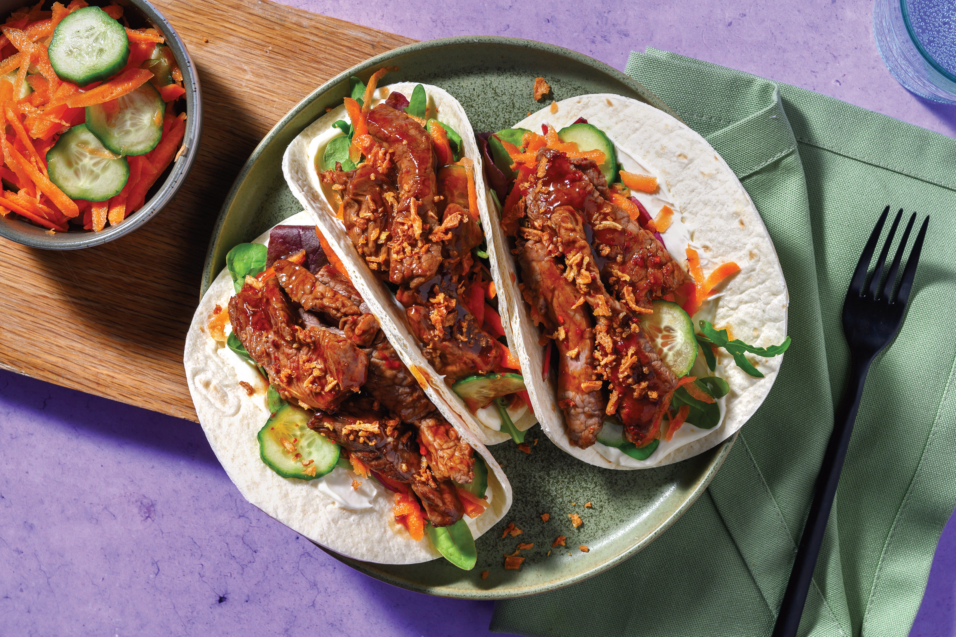 Thai Sticky Glazed Beef Tacos Recipe | HelloFresh