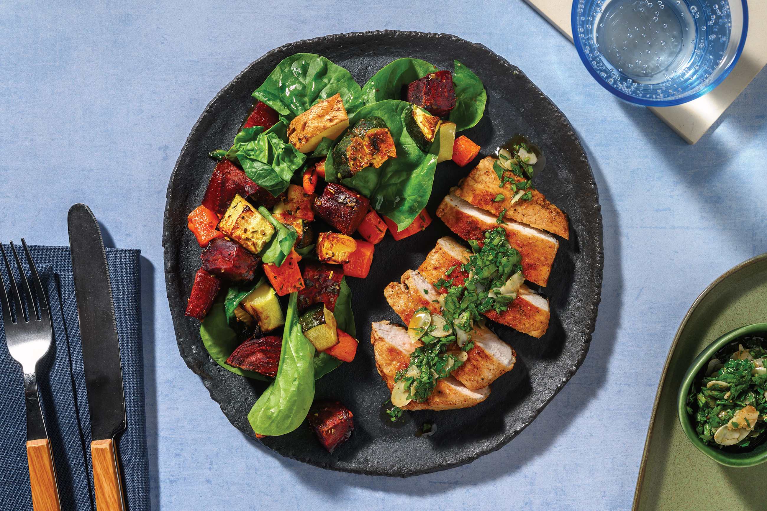 Seared Pork Steak & Almond-Parsley Topping Recipe | HelloFresh