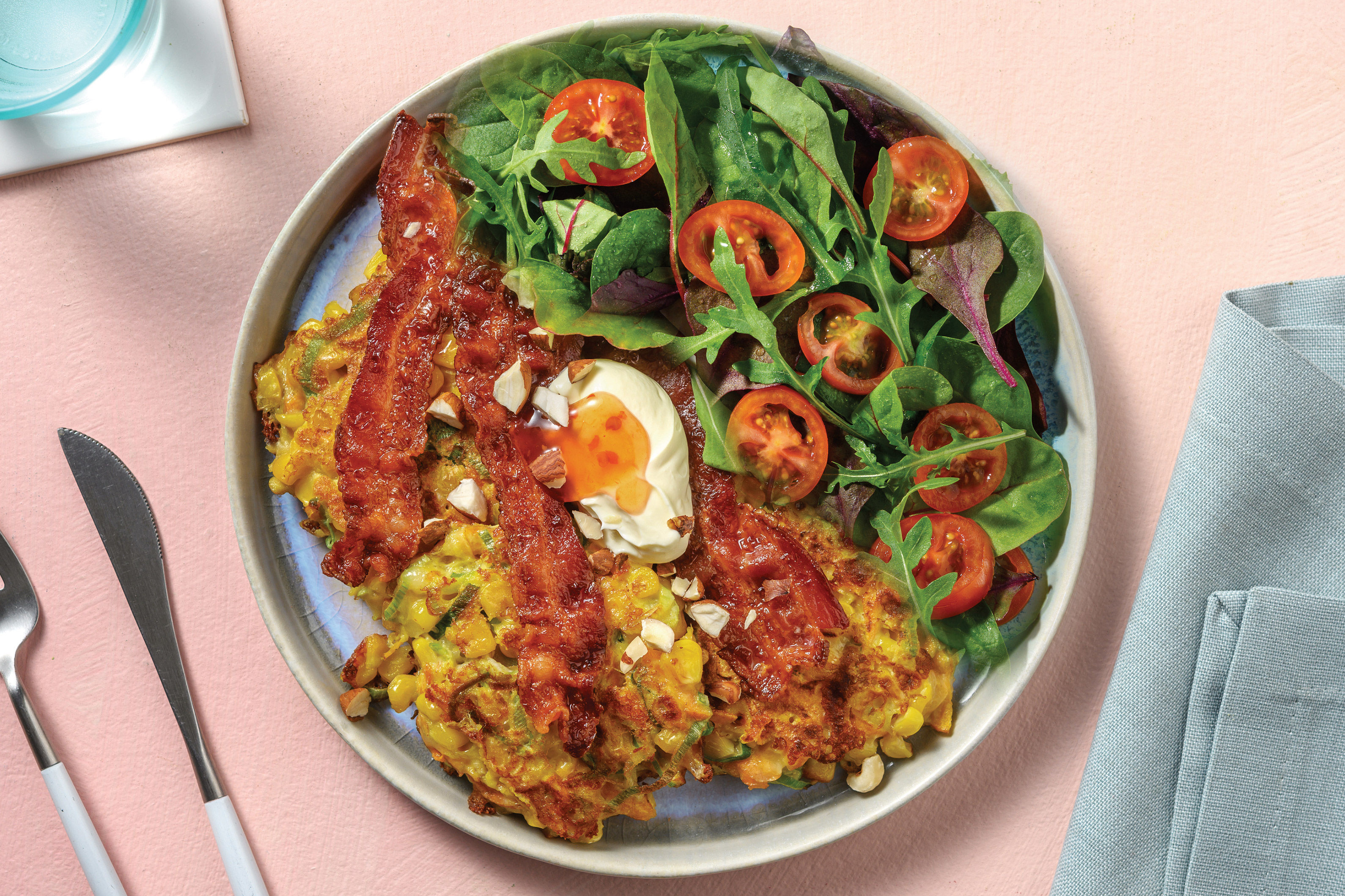 Corn Fritter & Bacon Stack Recipe | HelloFresh