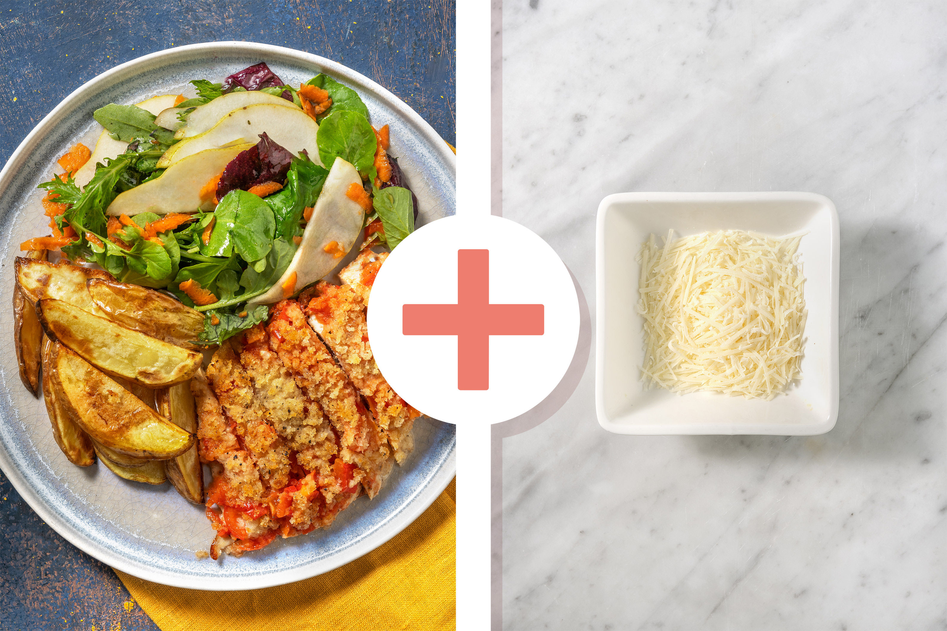 Parmesan-Crusted Chicken & Cheesy Potato Wedges Recipe | HelloFresh