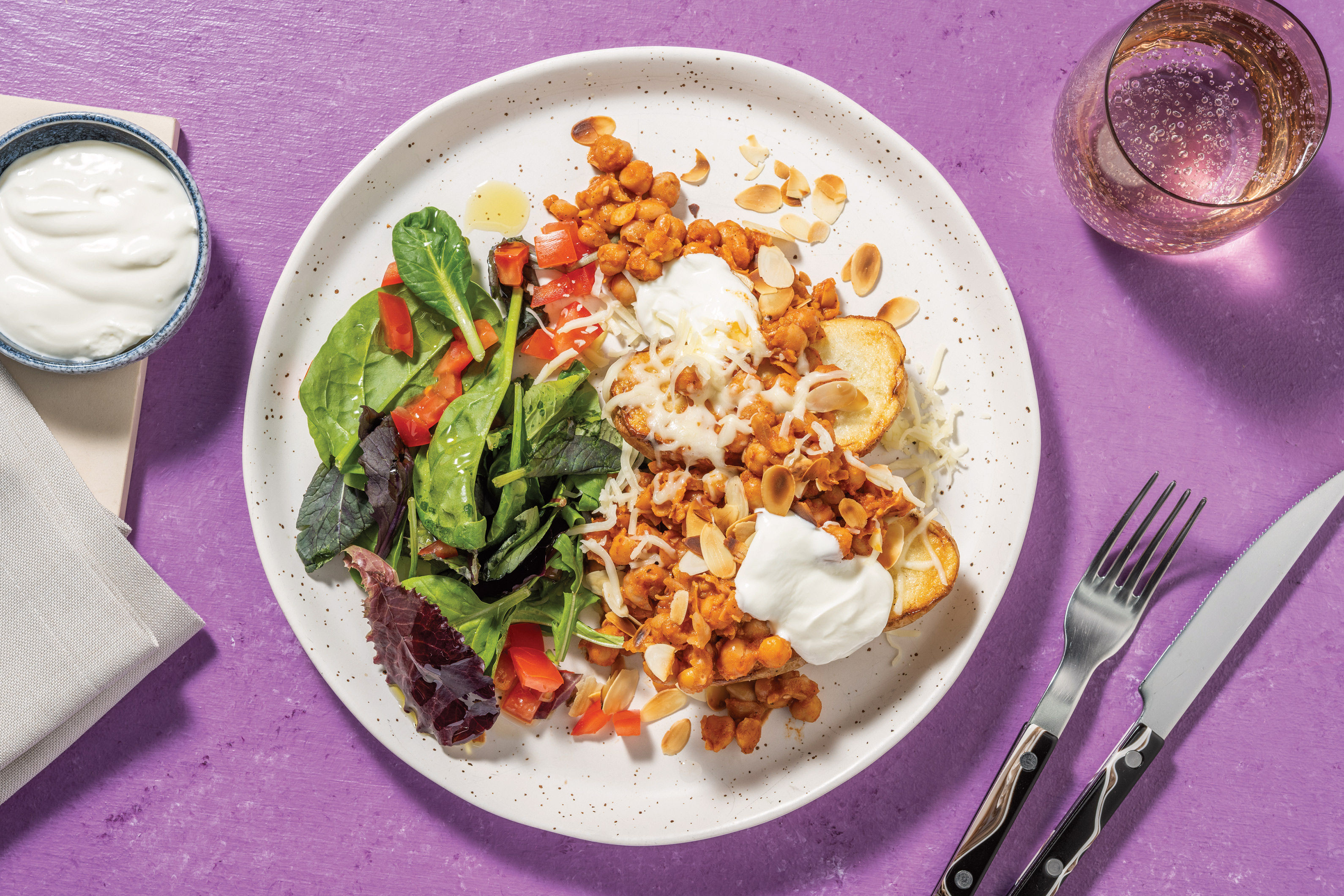 Middle Eastern Smashed Chickpea Loaded Spuds Recipe | HelloFresh